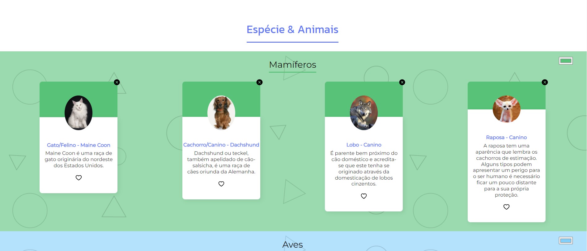 GitHub - cristijung/animals-species-basic-react: primeiro projeto para módulo react