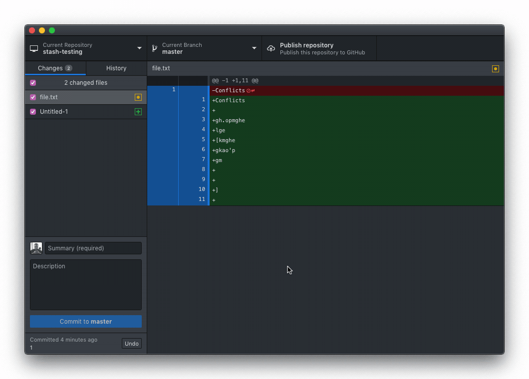 [Stashing] Untracked files are not shown in the diff · Issue #7287 · desktop/desktop · GitHub