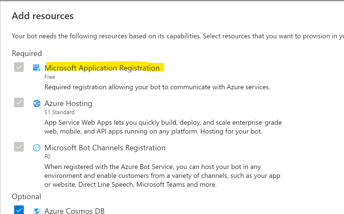 [bugbash 5/13] What is the "Microsoft Application Registration" in the "Add resources" screen of ...
