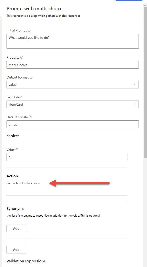[Hackathon] "Prompt with multi-choice"'s options do not expose UI to connect Actions · Issue ...