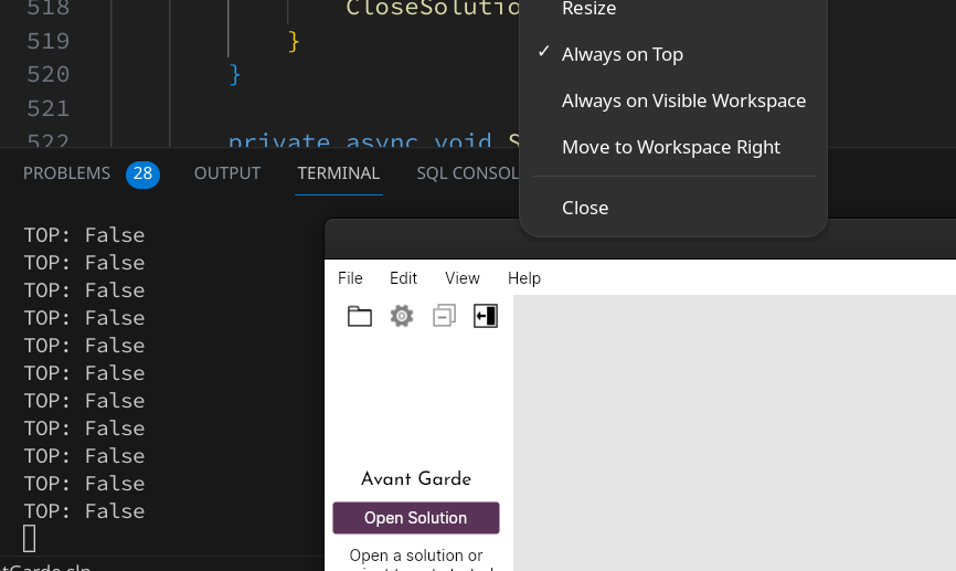 Checking the "Stay on top" does not cause WindowBase.Topmost to change · Issue #10187 ...