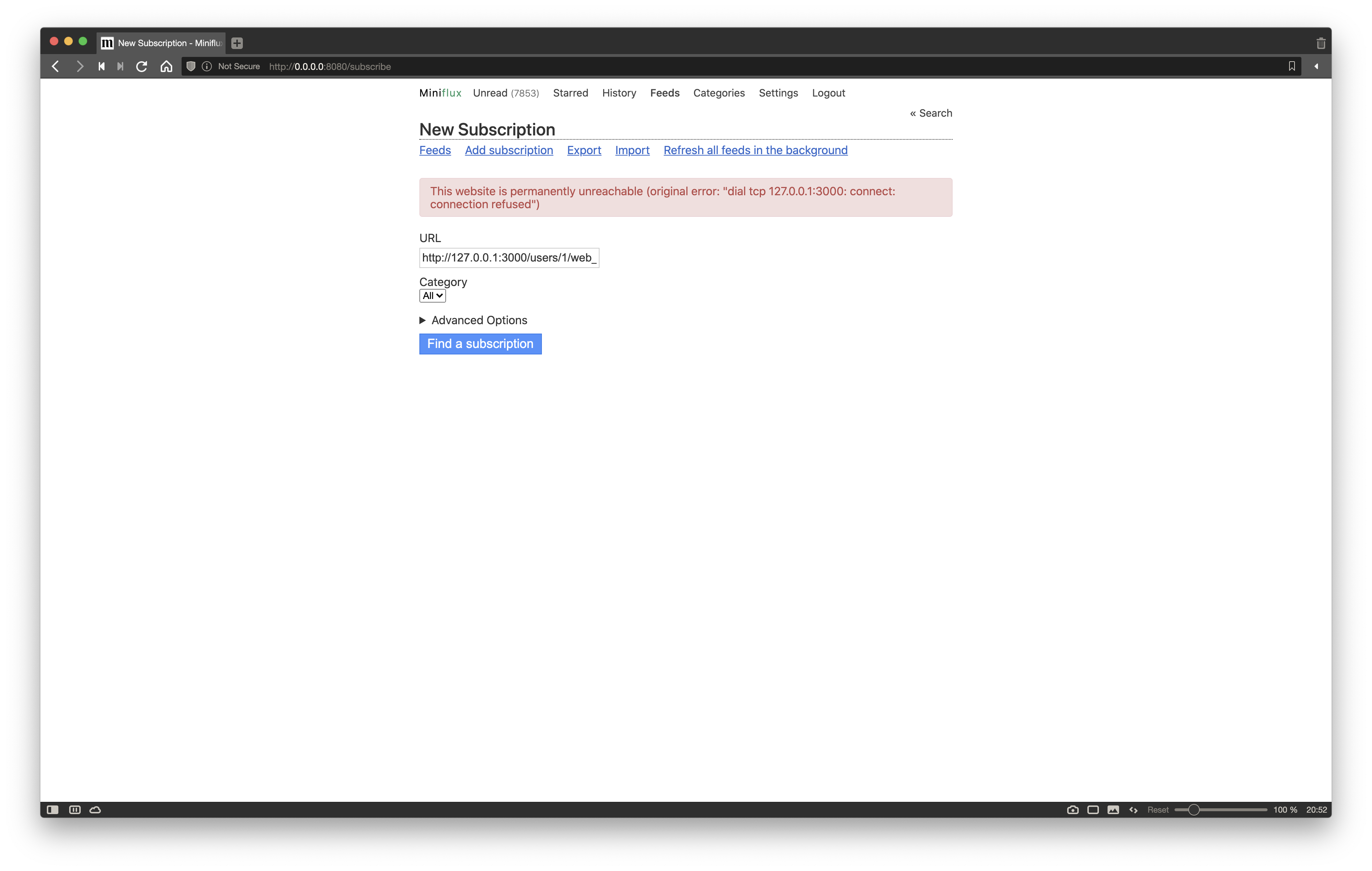Add subscription from a localhost URL (i.e. Docker Huginn) #Help #Question · Issue #888 ...