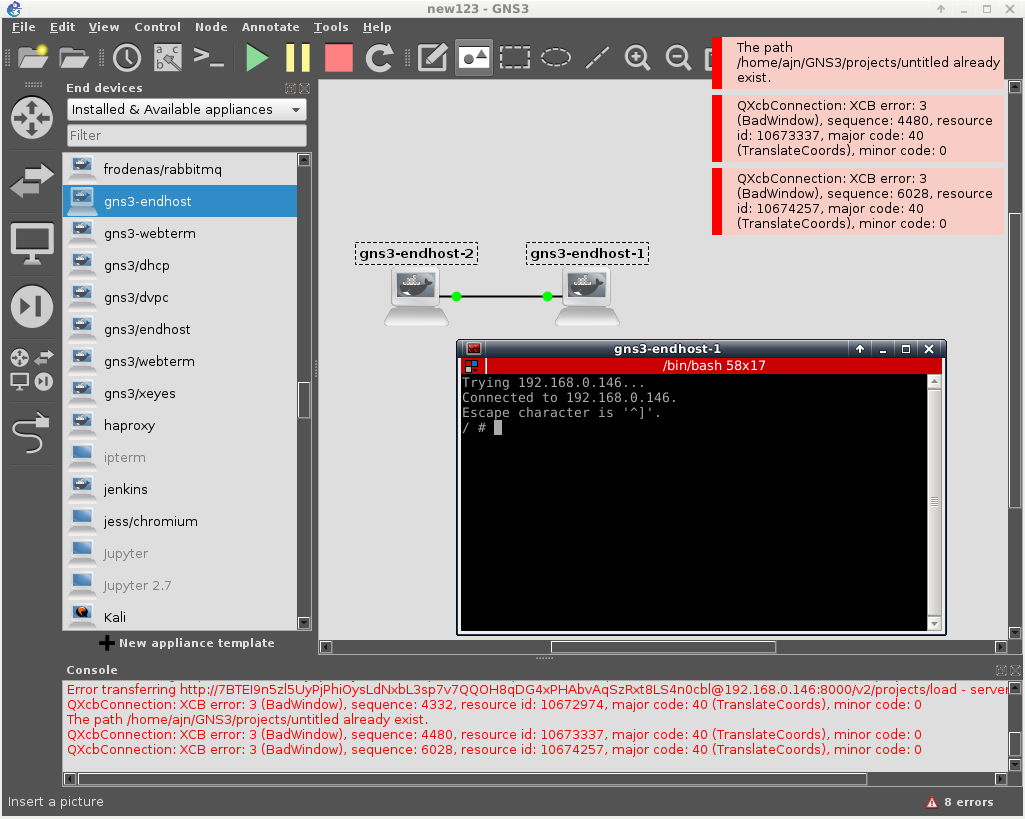 [ 2.1.0dev2 ] canot open existing projects only create new ones: Error transferring http://7BT ...