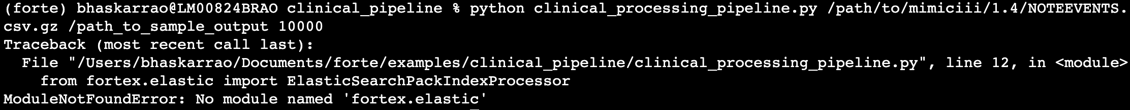 ModuleNotFoundError: No module named 'fortex.elastic' #701 · Issue #701 · asyml/forte · GitHub
