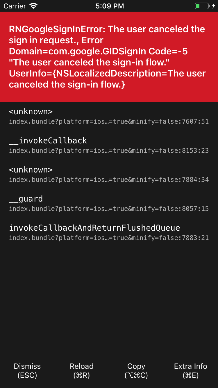 App crashes when user "cancels" google signin · Issue #1927 · invertase/react-native-firebase ...