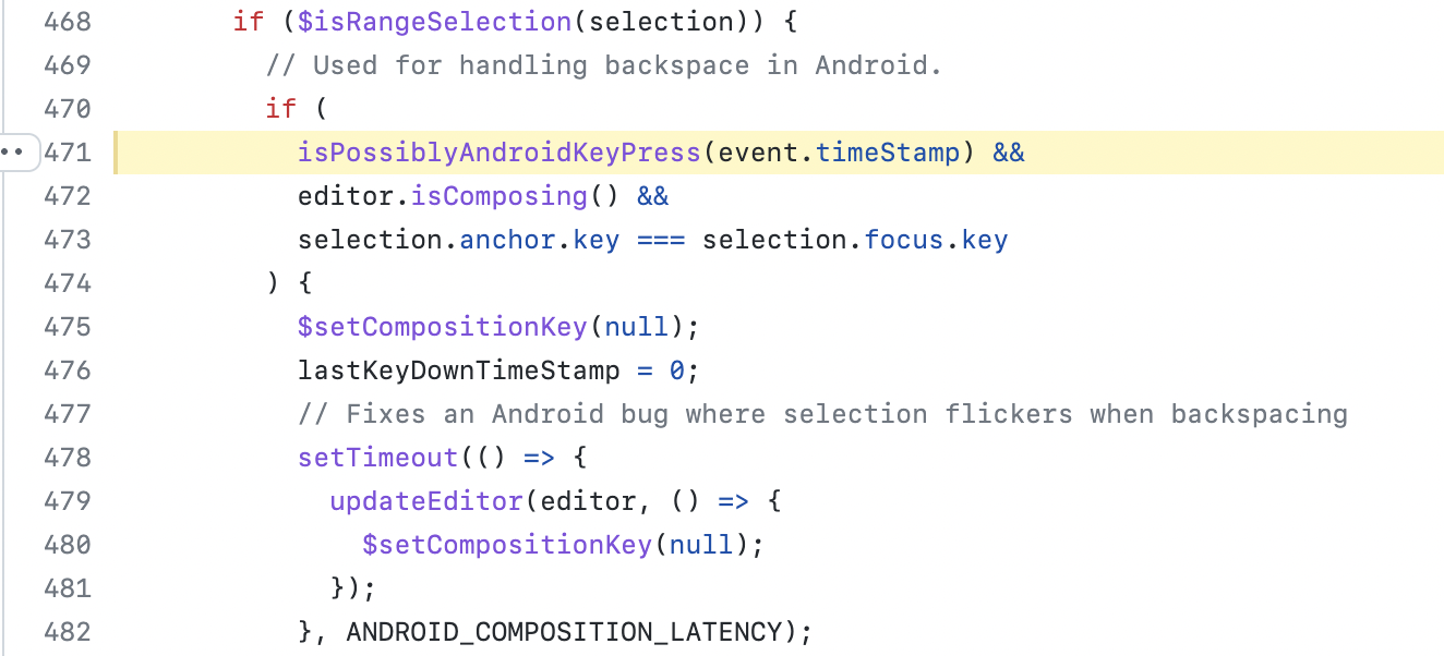 Bug: Backspace triggers a delete on Android Devices · Issue #3896 · facebook/lexical · GitHub
