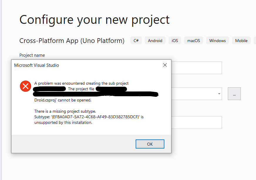 Missing Project Subtype UWP error · Issue #3740 · unoplatform/uno · GitHub