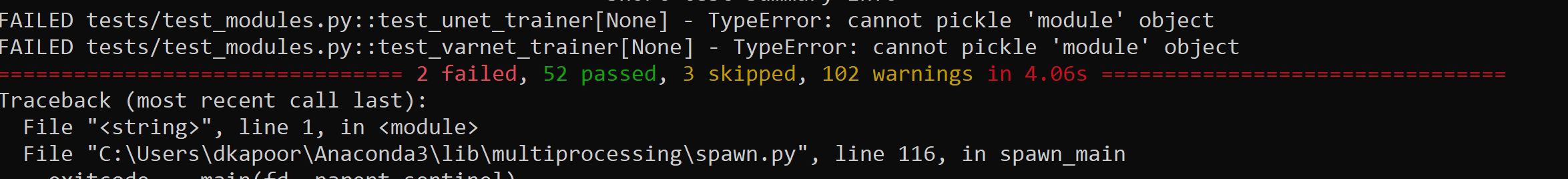 Failing Unit Tests Due To Pickle Command · Issue 100