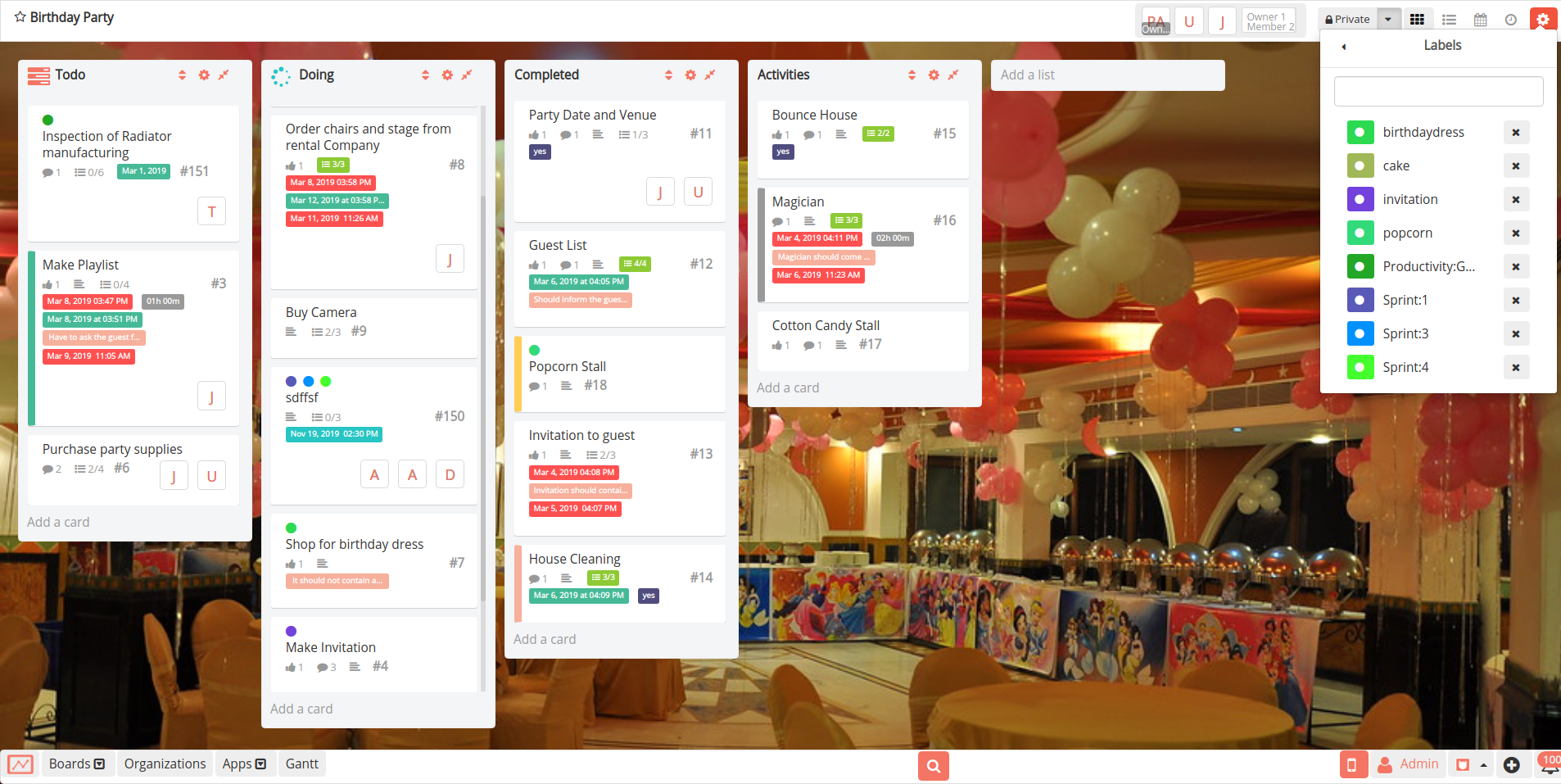 Not able to edit labels copied in move, copy card and move list in the ...