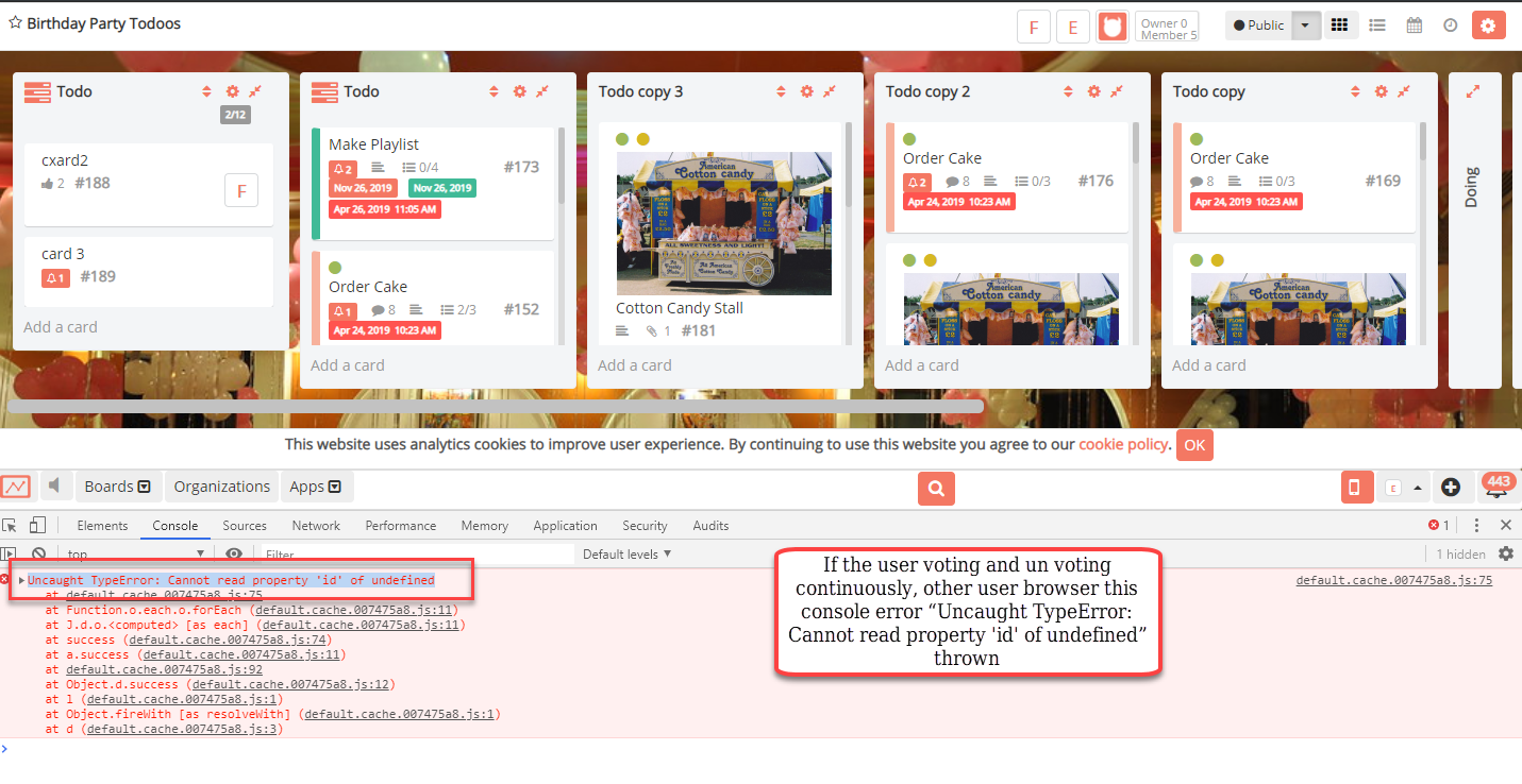 If the user voting and un voting continuously, other user browser this console error “Uncaught ...