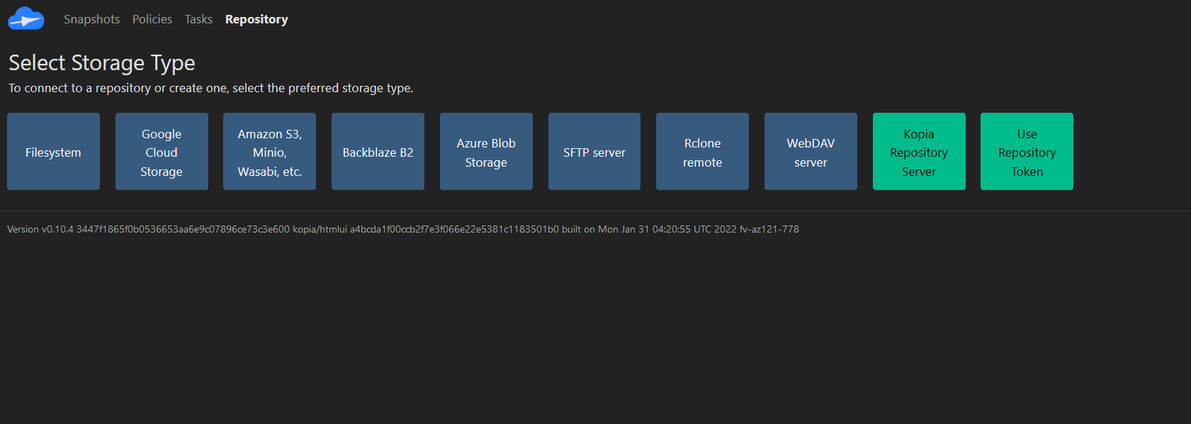 [Feature Request] Repository list on the main page · Issue #1726 · kopia/kopia · GitHub