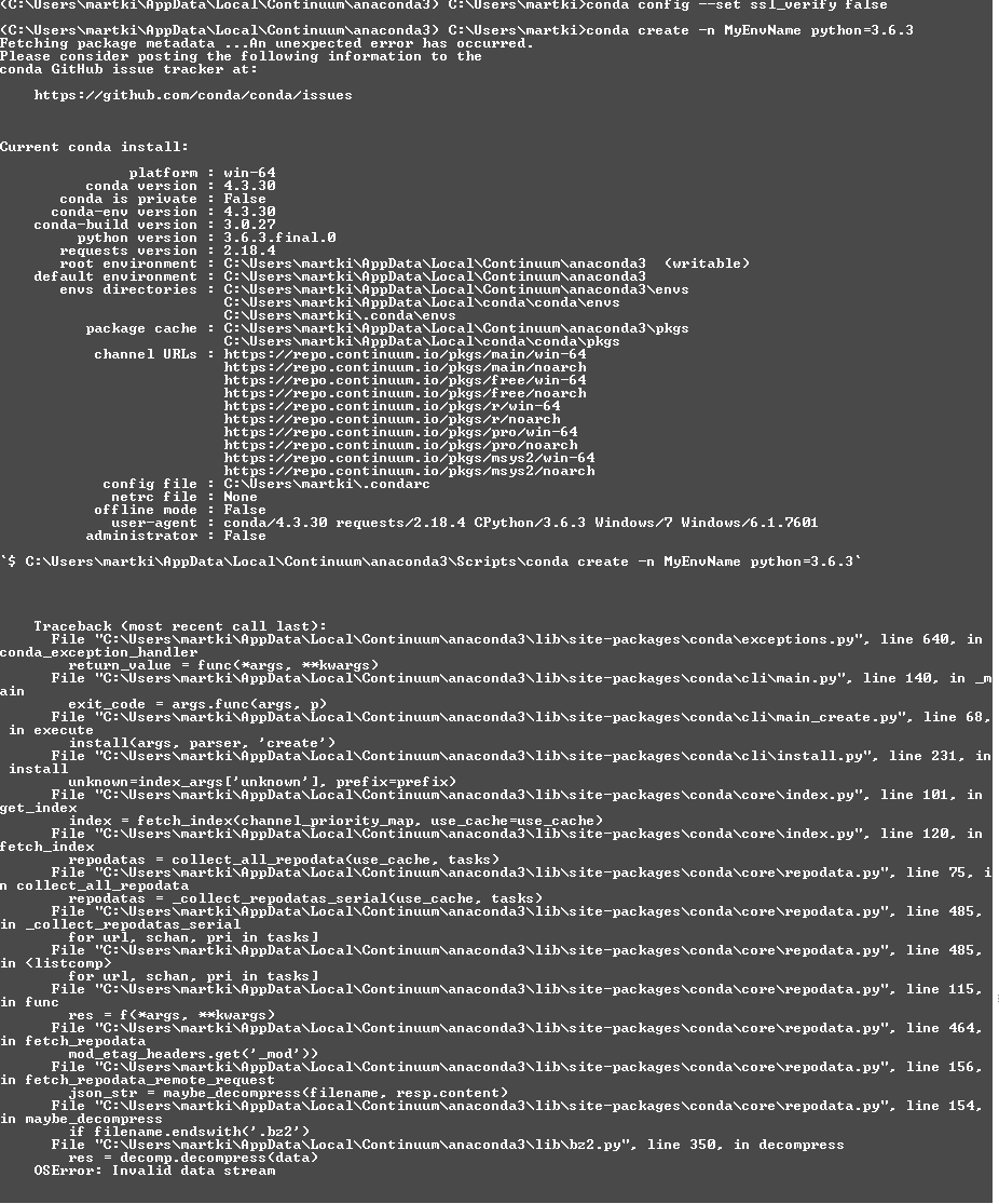Oserror Invalid Data Stream When Trying To Create A Virtual Environment · Issue 6336 · Conda