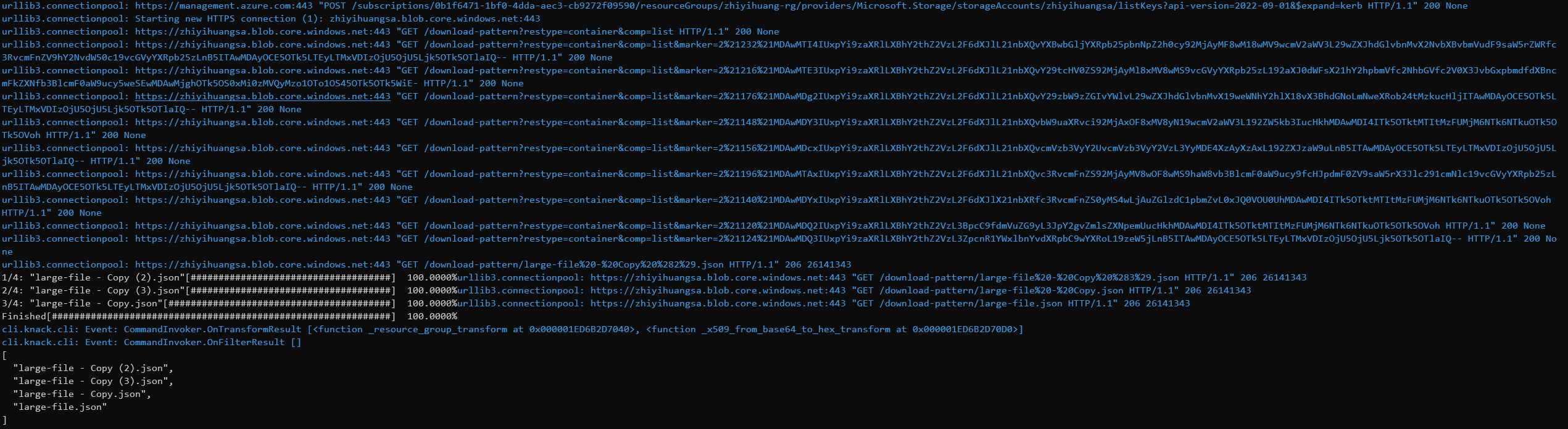 `az Storage Blob Download Batch Pattern` Fails While Individual Blobs Can Be Downloaded
