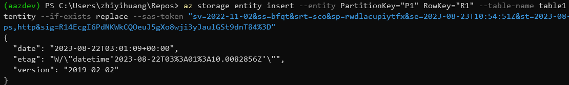 Error when running the "az storage entity" command · Issue #27202 · Azure/azure-cli · GitHub