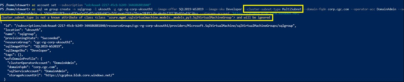 Clustersubnettype Warning When Creating Sql Vm Group Via Cli · Issue
