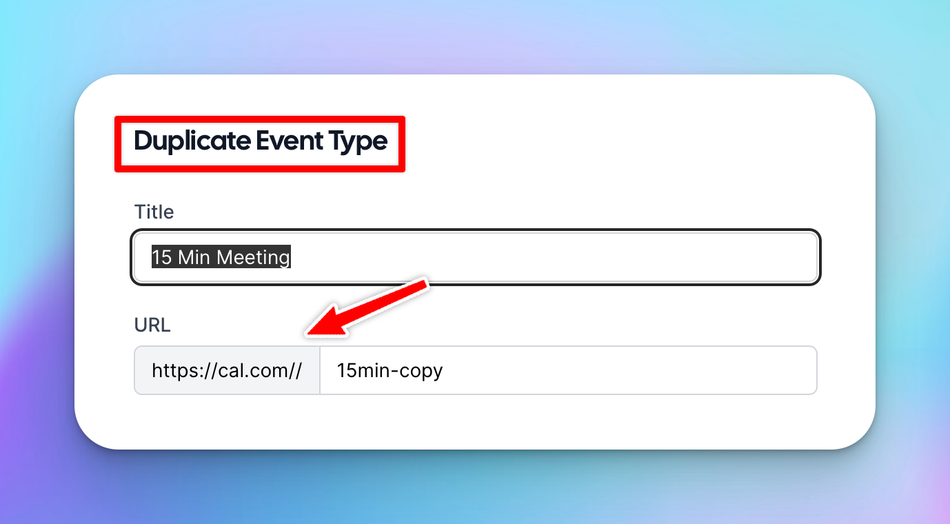 [CAL-937] When duplicating event > UI: URL missing username · Issue #6727 · calcom/cal.com · GitHub