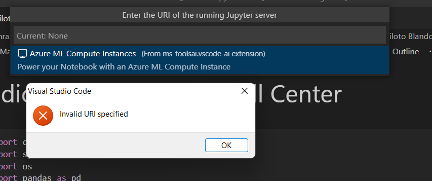 Cant Connect Jupyter To Remote Azure Ml Compute Instance · Issue 1630 · Microsoftvscode Tools