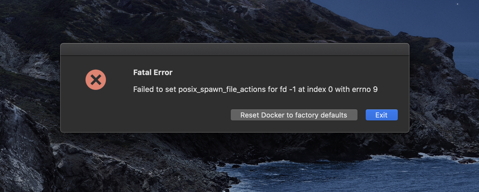 Failed to set posix_spawn_file_actions for fd -1 (errno 9) · Issue #4320 · docker/for-mac · GitHub