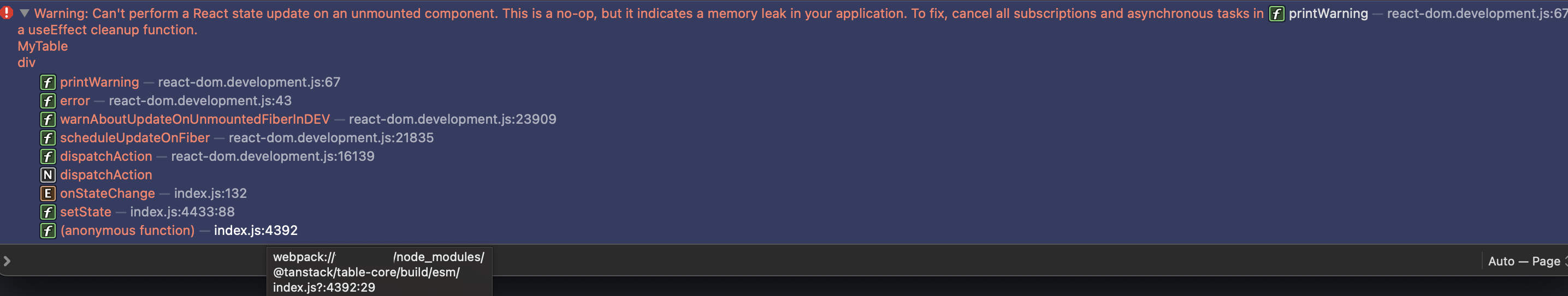 [v8.0.0-alpha.58] Can’t perform a React state update · Issue #3877 · TanStack/table · GitHub