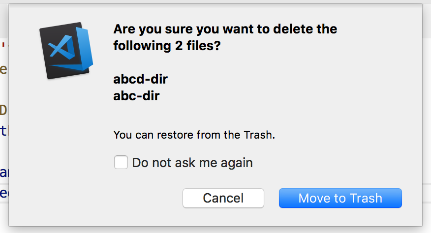 Wrong alert message when deleting multiple directories · Issue #47892 · microsoft/vscode · GitHub