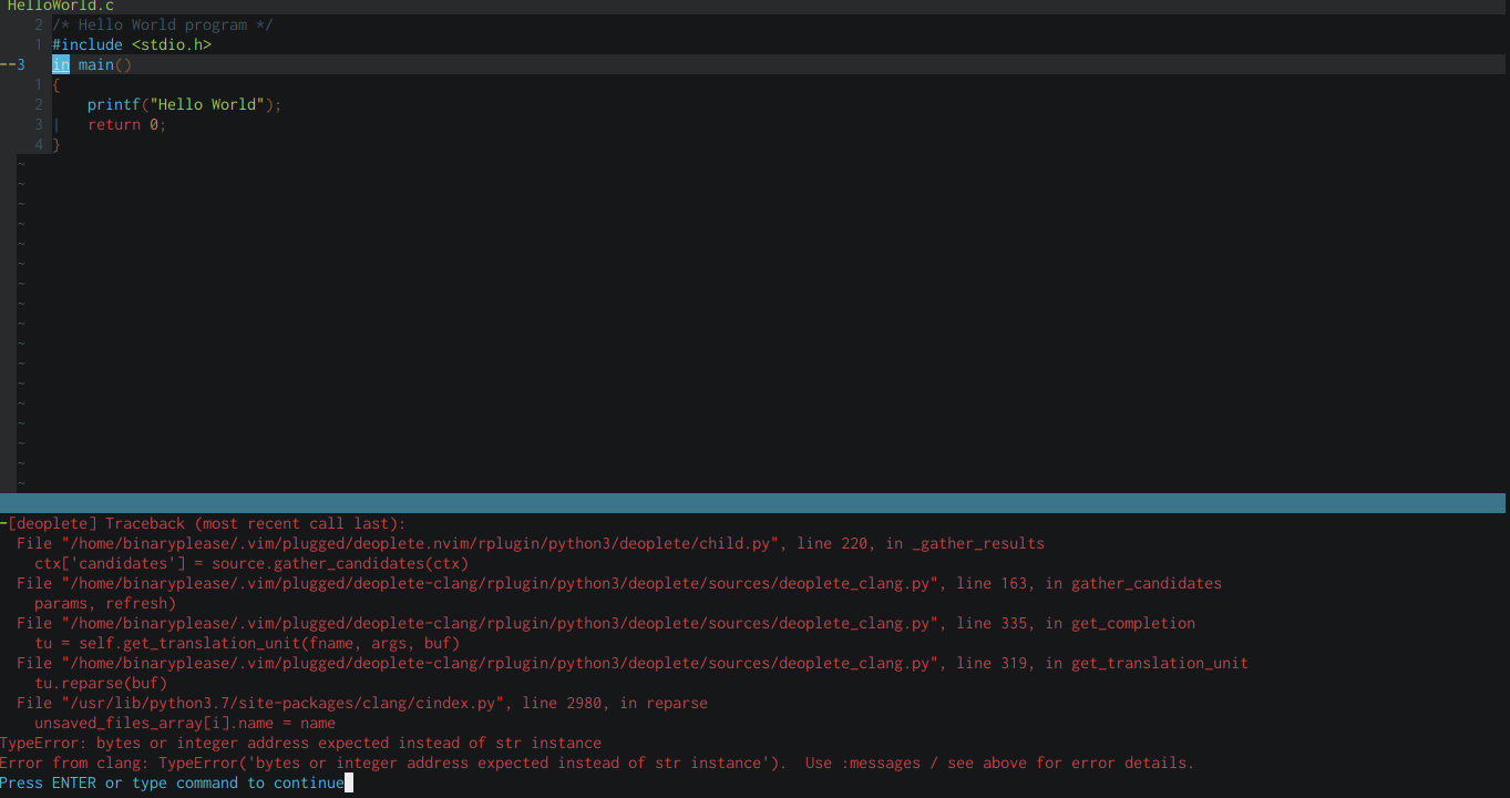 Error completing c files;w · Issue #859 · Shougo/deoplete.nvim · GitHub