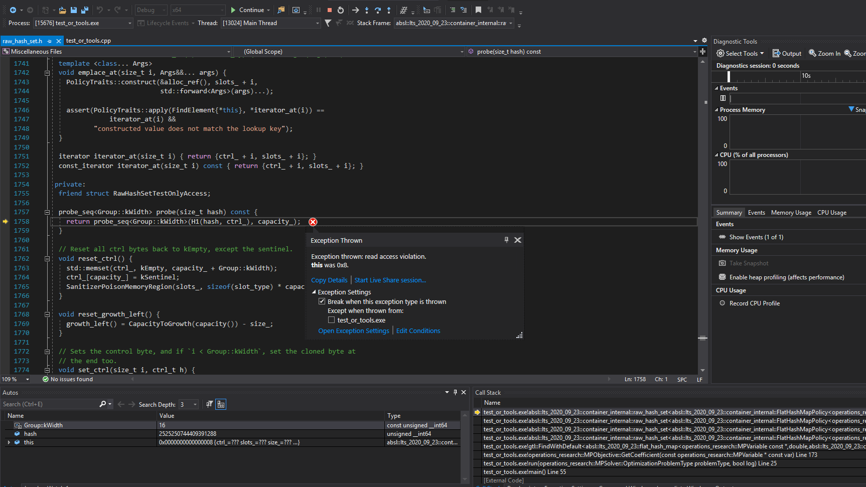Debug build seg fault when building with conan recipe · Issue #2197 · google/or-tools · GitHub