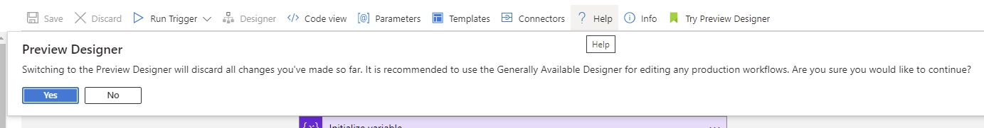 New logic app designer is not saving a workflow when a change is made to a workflow in the old ...