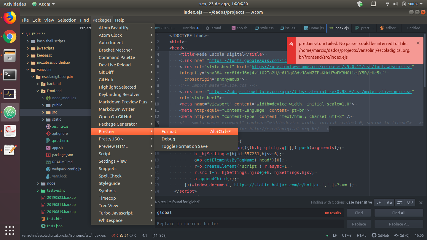 About Error Prettier Atom Failed No Parser Could Be Inferred For File · Issue 513