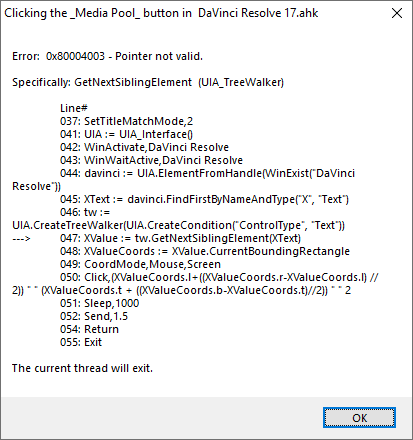 Error: 0x80004003 - Pointer not valid. · Issue #23 · Descolada/UIAutomation · GitHub