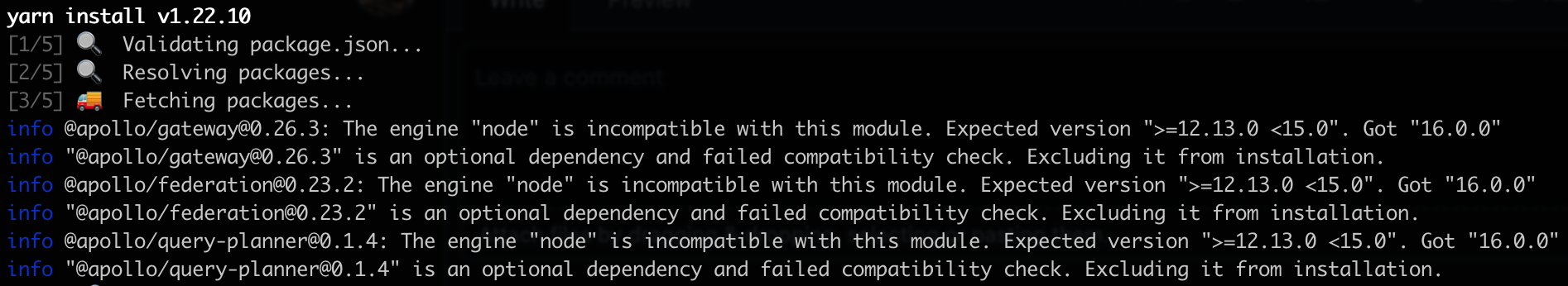 Support node 16 · Issue #706 · apollographql/federation · GitHub