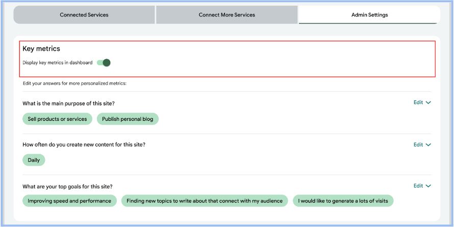 Implement settings toggle to show/hide the Key metrics widget · Issue ...