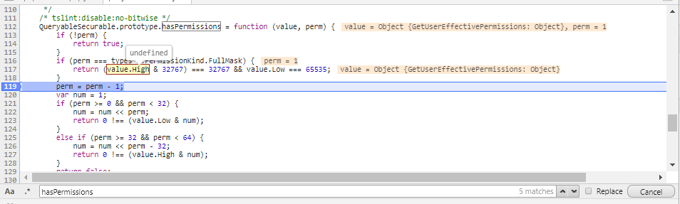 currentUserHasPermissions function with ViewListItems returns false for ...