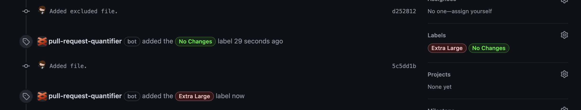 The "No Changes" label is not removed when the pull request size changes. · Issue #175 ...