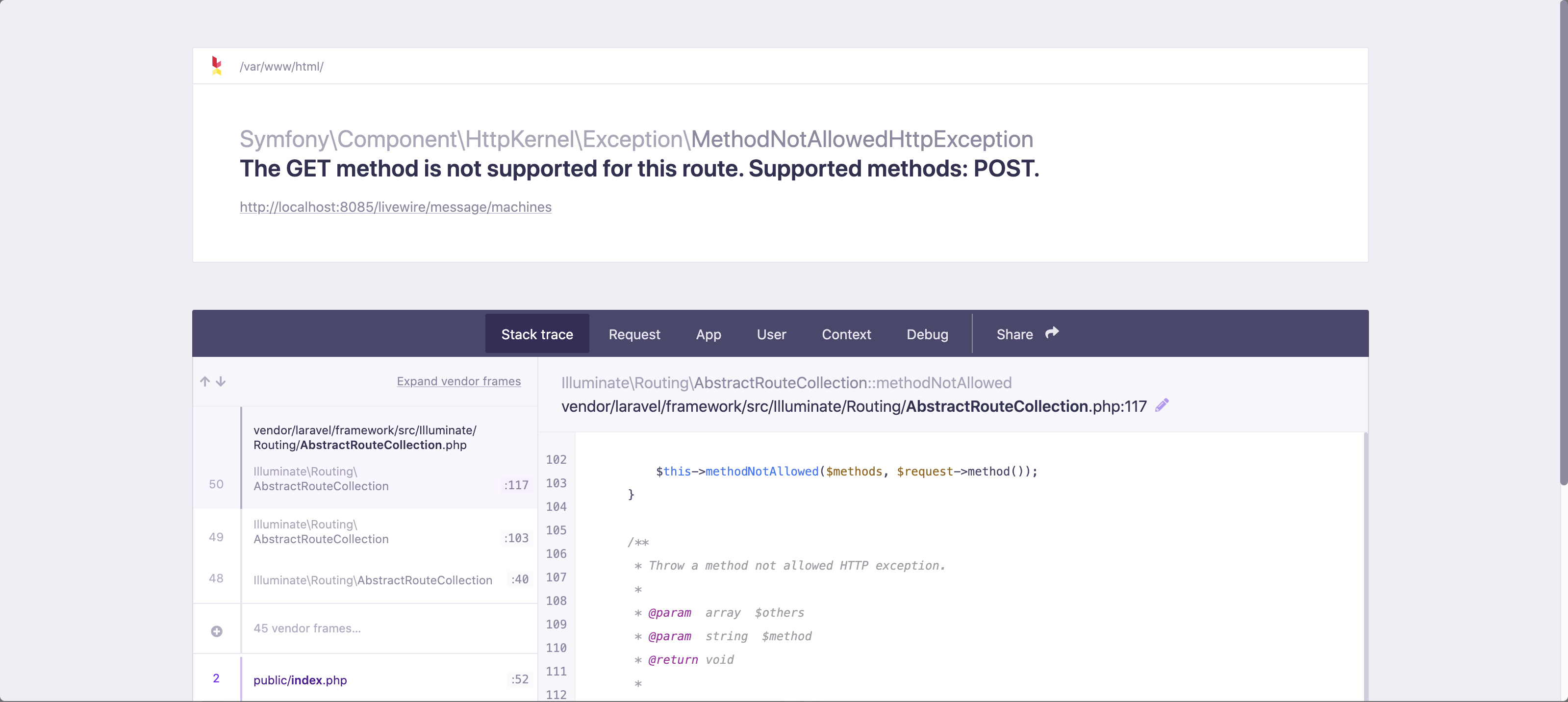 Route Error When Trying to Search or Order Table · Issue #145 · MedicOneSystems/livewire ...
