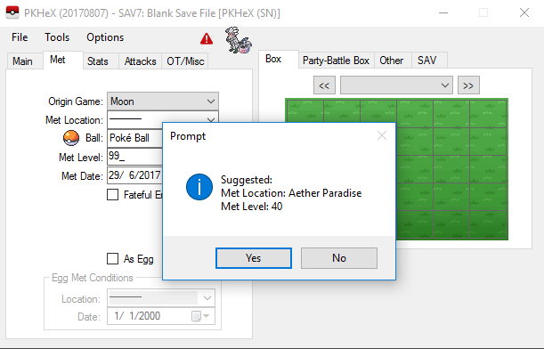 Met Location suggestion doesnt seem to work at level 100 · Issue #1430 · kwsch/PKHeX · GitHub