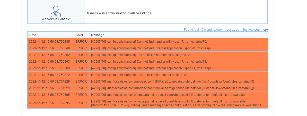 Feature Downgrade From Litespeed Enterprise To Openlitespeed Makes All Sites Disappear