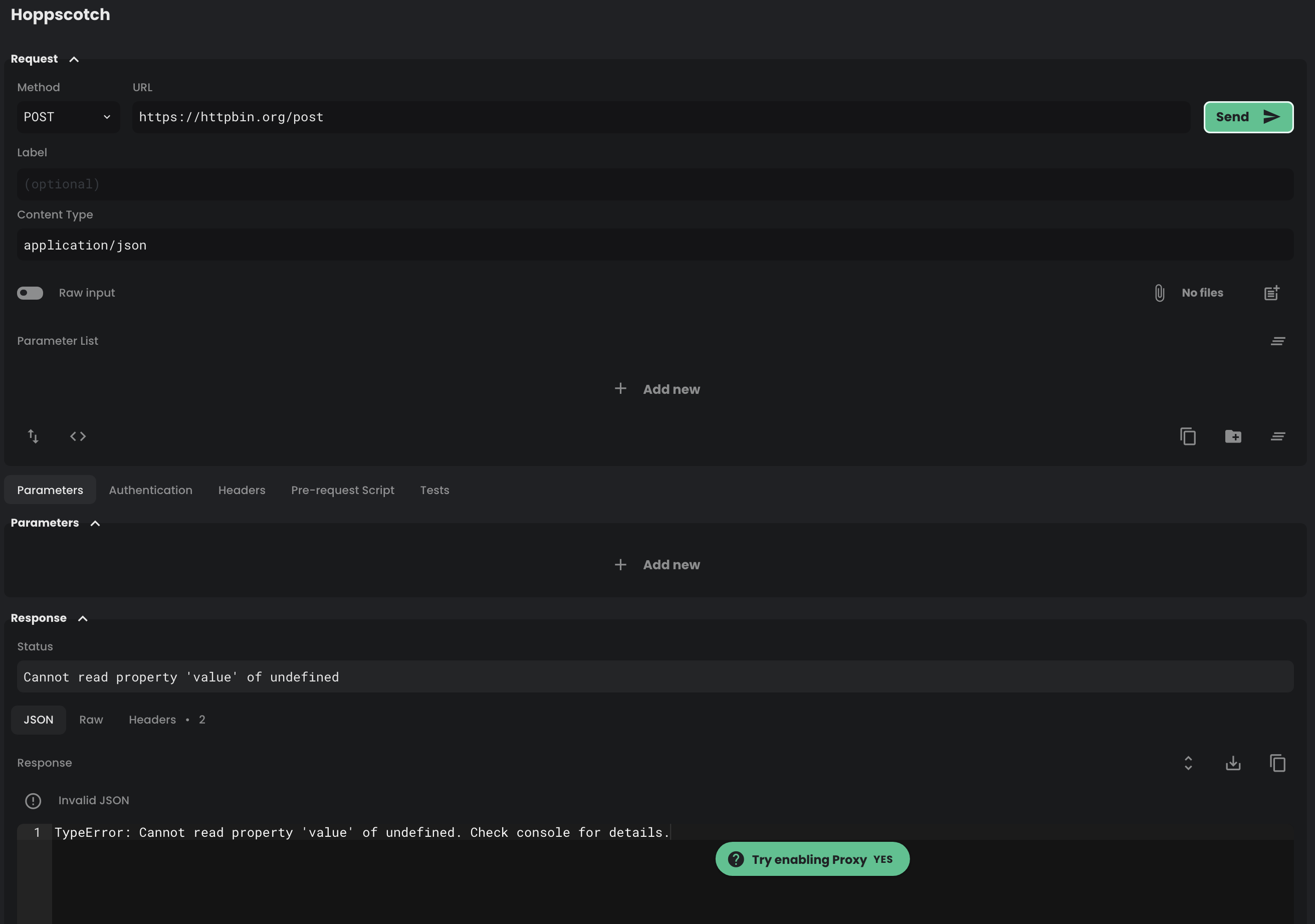 Cannot read property 'value' of undefined. Check console for details. · Issue #1104 · hoppscotch ...