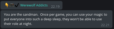 Sandman rule is displayed while playing amnesia mode · Issue #365 · GreyWolfDev/Werewolf · GitHub