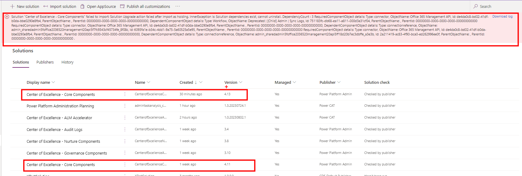 Unable To Update Coe Core Components Solution · Issue 6233 · Microsoft Coe Starter Kit · Github