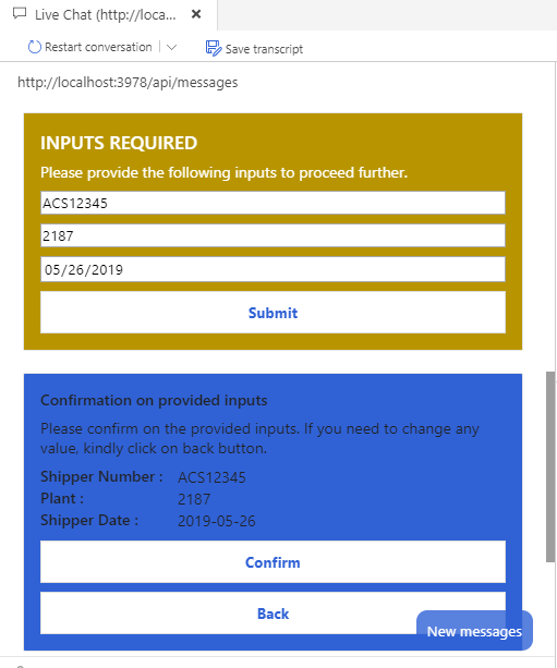Emulator Is Displaying Bots Reply On User Side As Users Response While Using Adaptive Card
