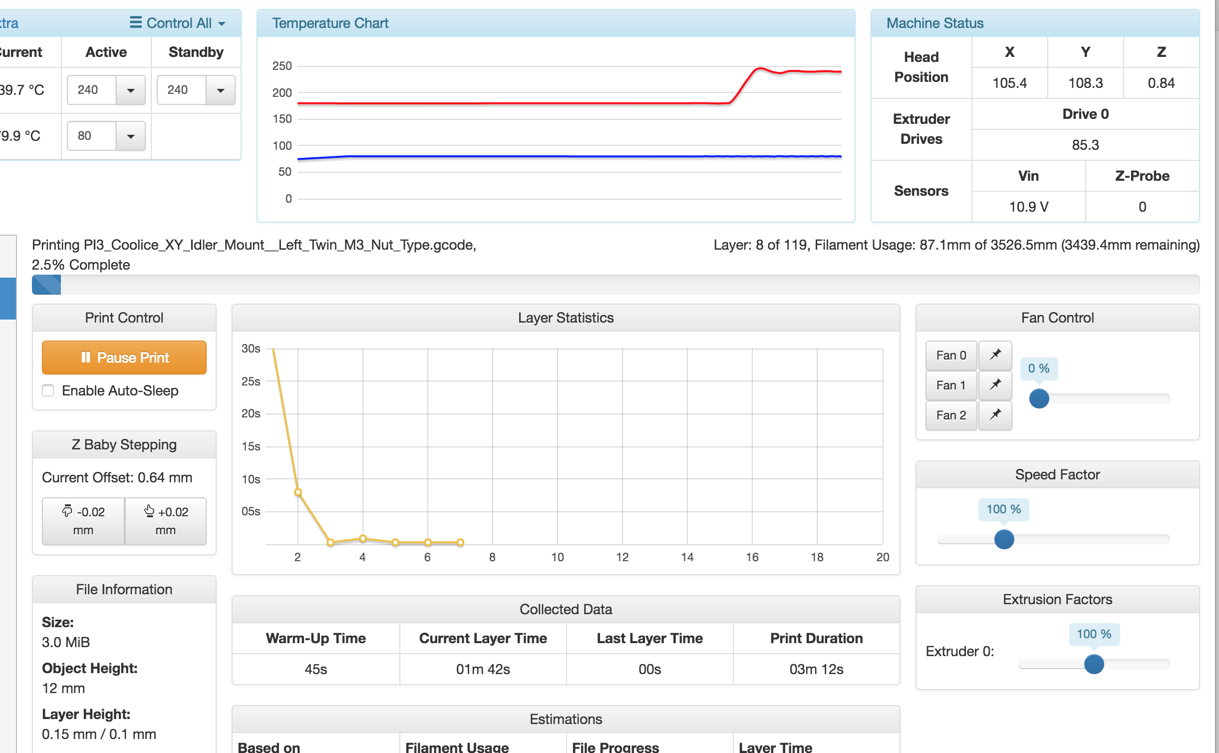 Printing progress info (incorrectly) uses Z baby step value for current layer calculation ...
