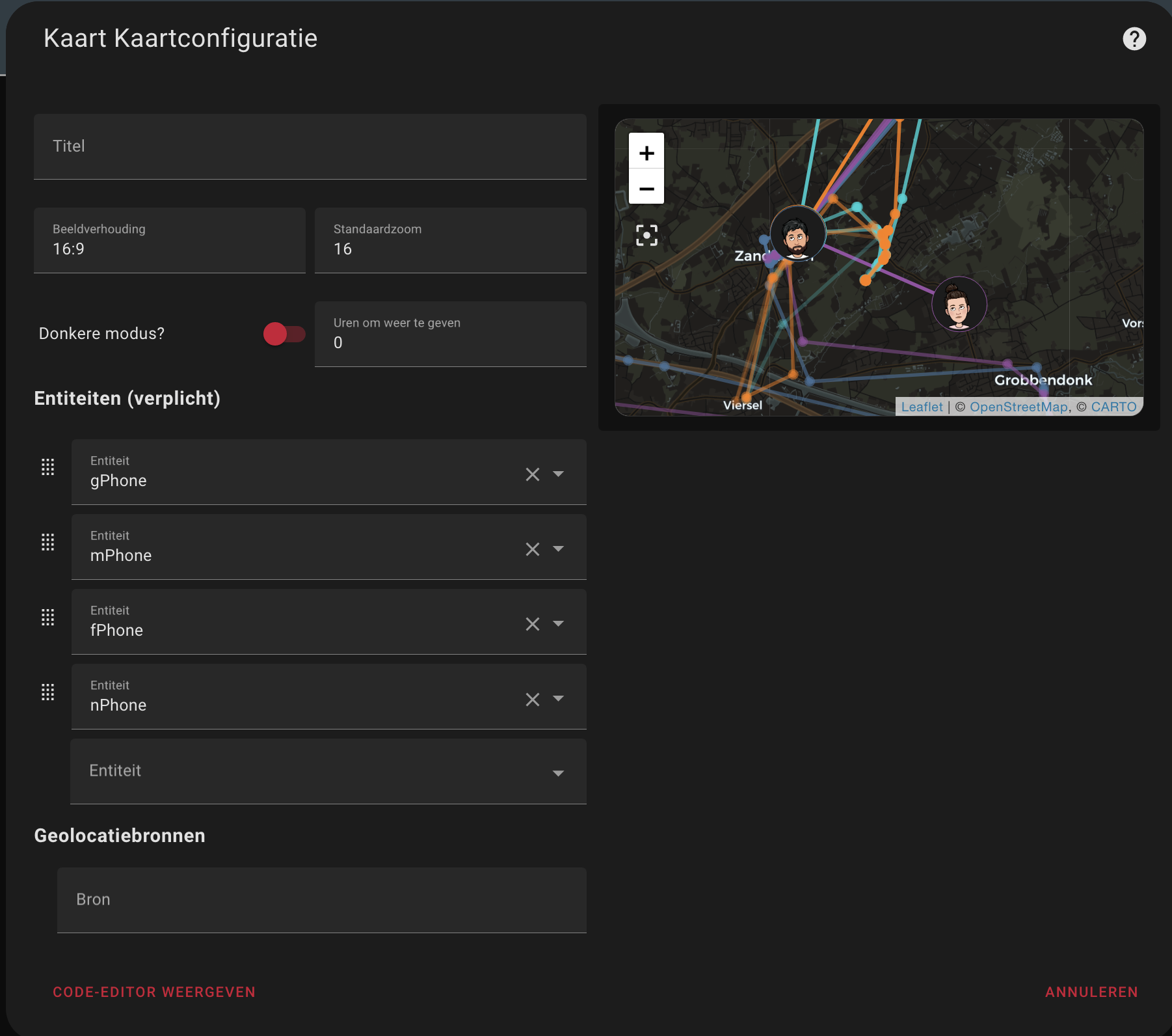 Map card shows path of previous locations without being configured that ...