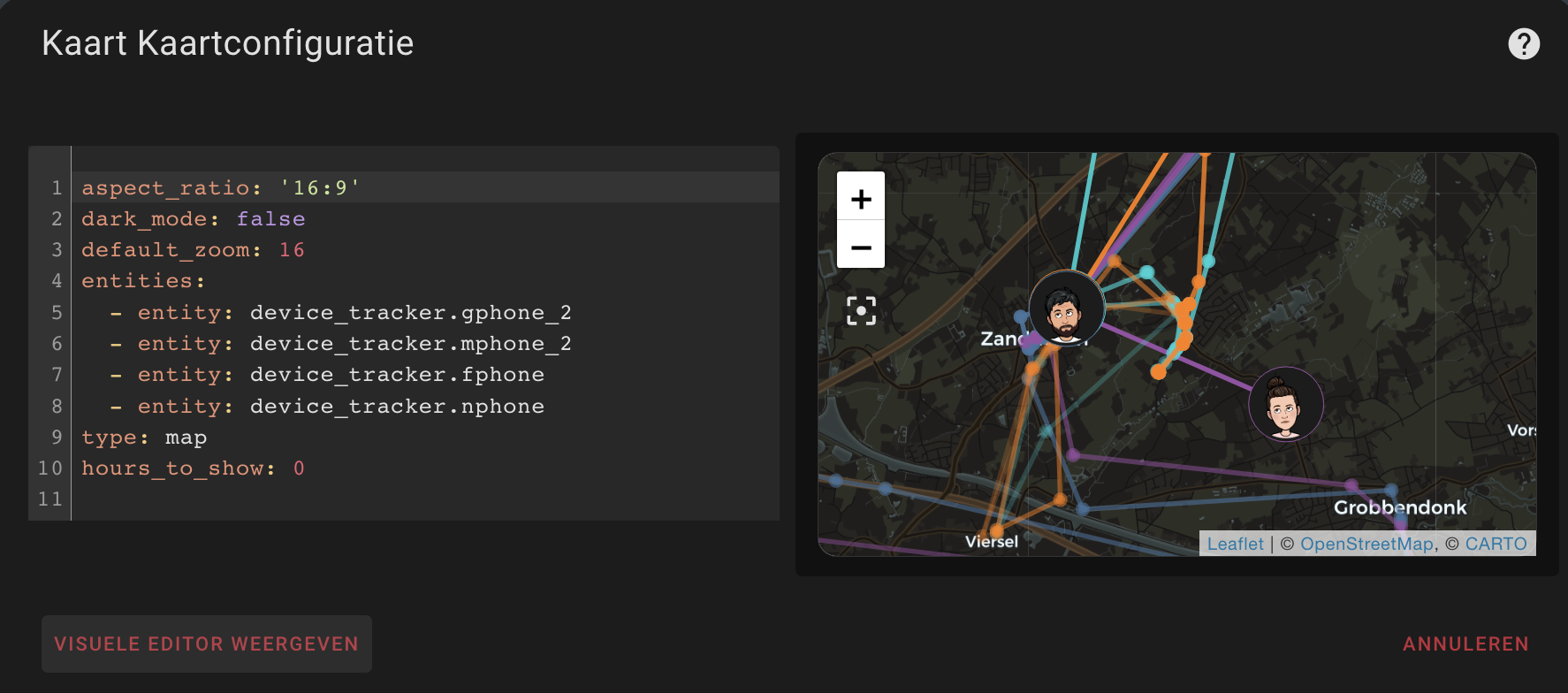 Map card shows path of previous locations without being configured that ...