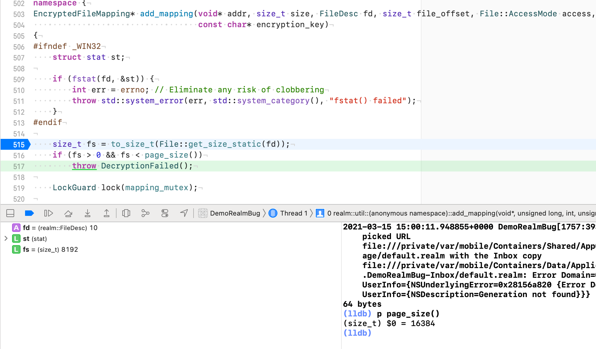 Ios Device Page Size Causes Issues With Encryption · Issue 4518 · Realmrealm Core · Github