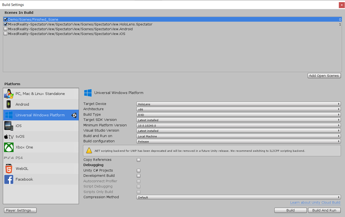 Build2019Demo.Unity issue · Issue #431 · microsoft/MixedReality-SpectatorView · GitHub