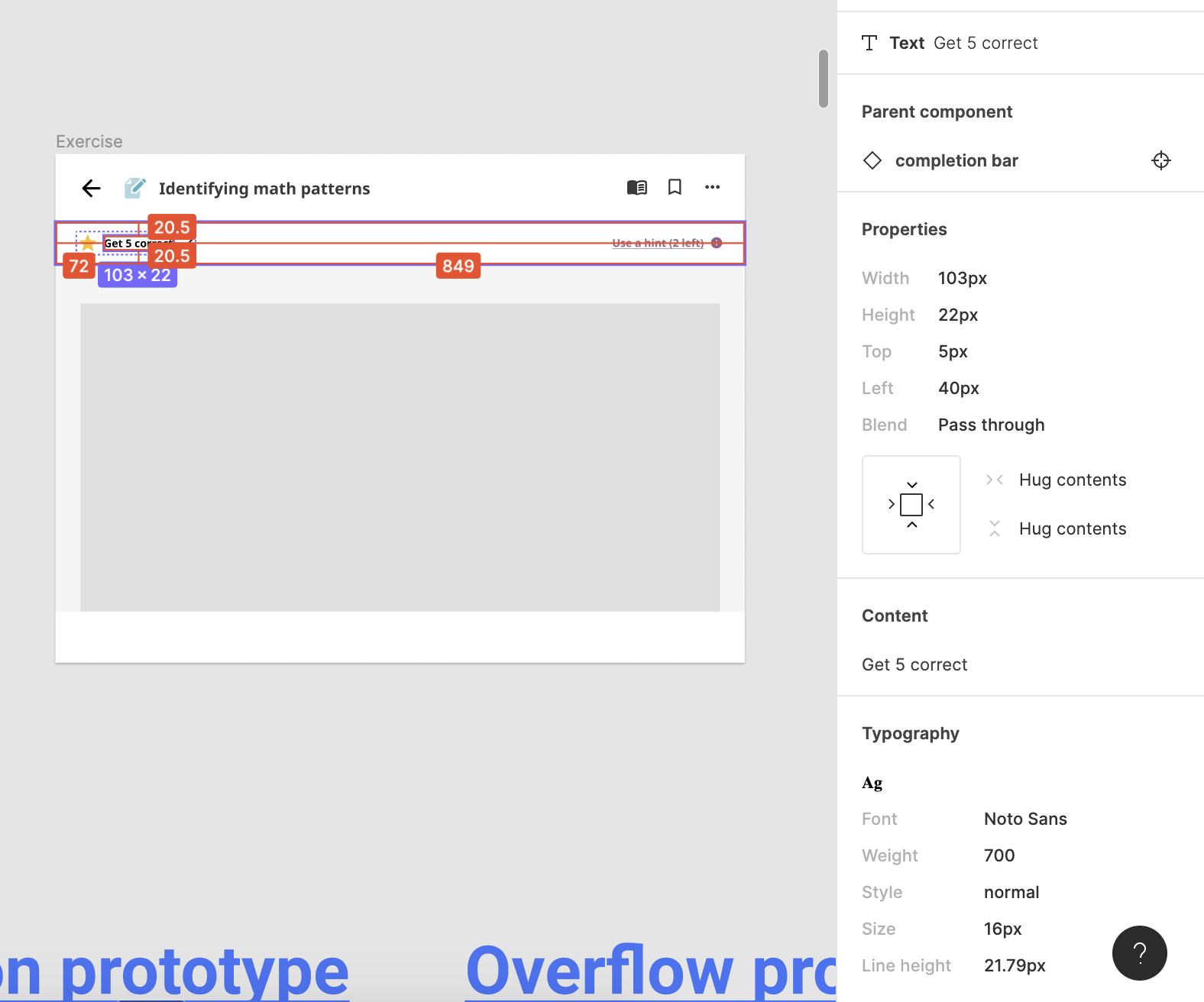 Create a sticky "secondary top bar" for completion criteria and "use ...
