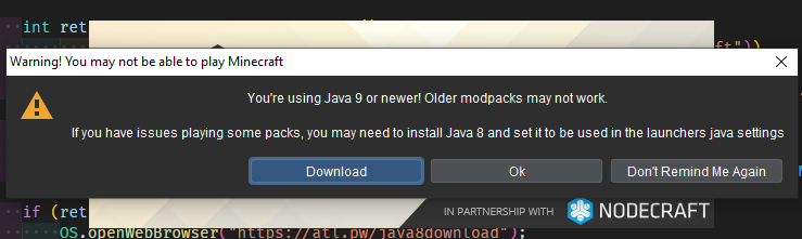 Add warning when using newer Java versions after packs crash · Issue ...