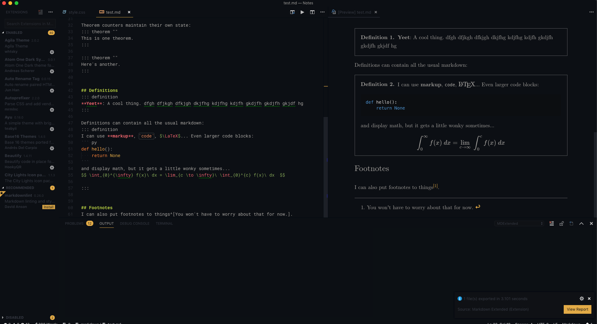 LaTeX gets a little wonky on PDF Export · Issue #48 · qjebbs/vscode-markdown-extended · GitHub