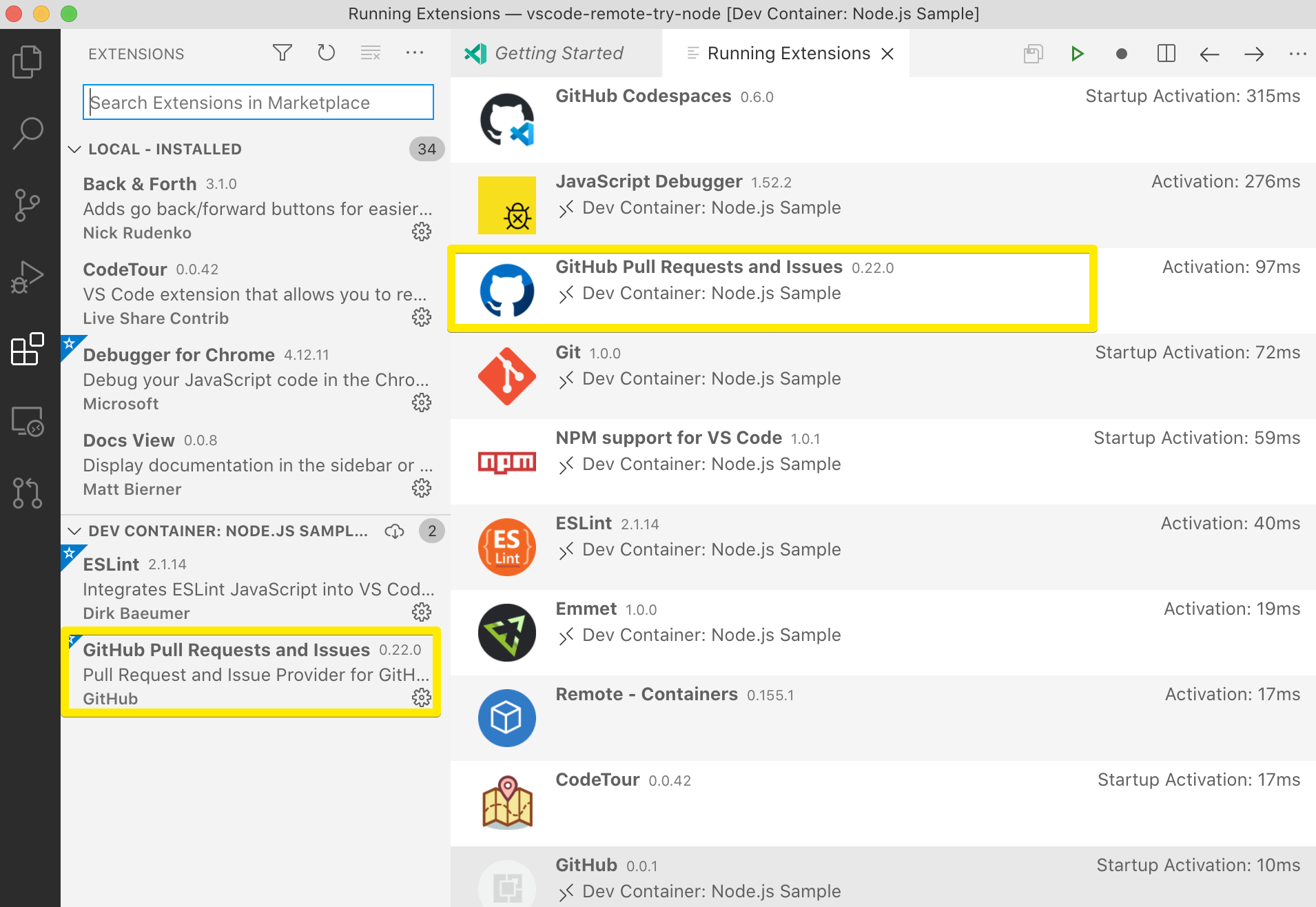 When reviewing a PR in a container then the GHPR extension is not ...