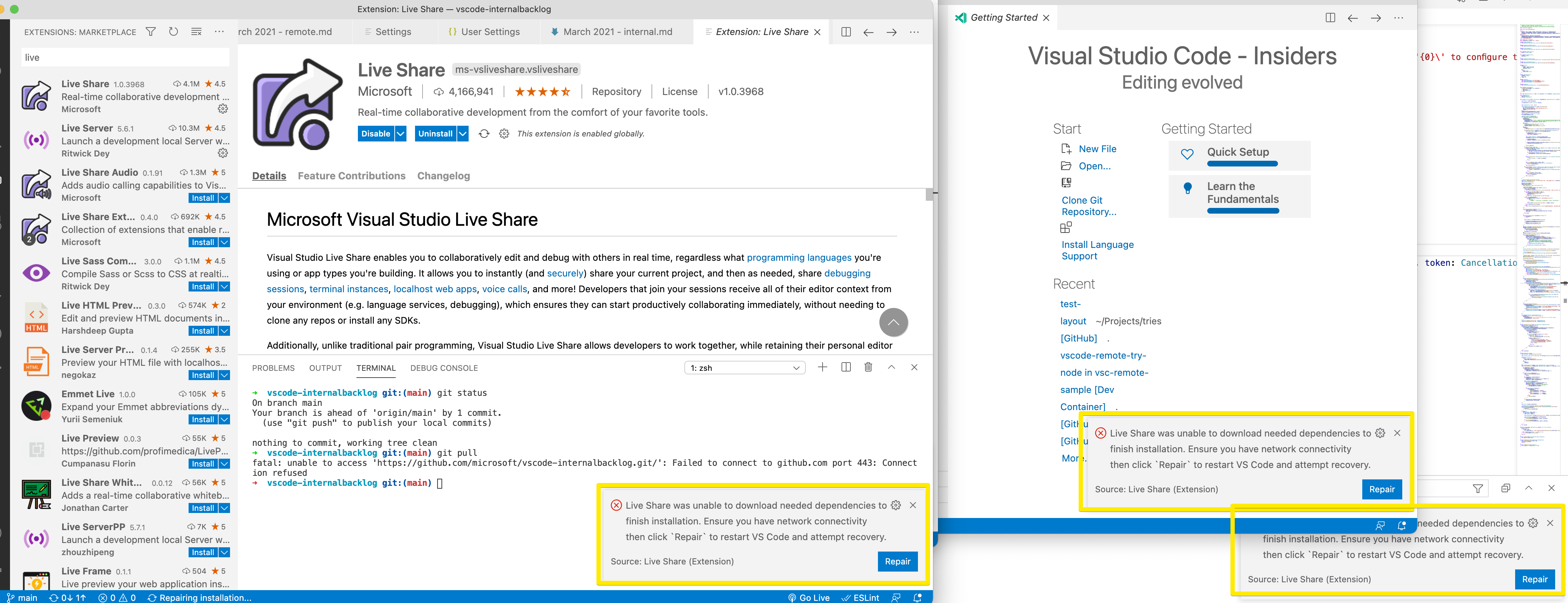 Install failure error message should not appear in all windows · Issue ...